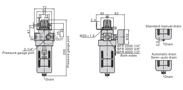 BFR4000 Airtac automatic Air source treatment unit 1/2" BFR series ...